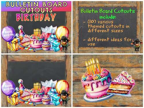 Birthday Bulletin Board Cutouts Birthday Clipart and Images Classroom Decor
