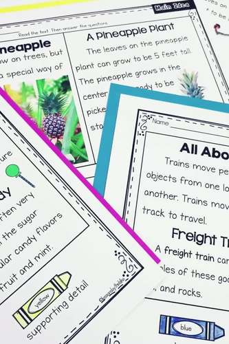 Main Idea Passages Nonfiction Reading Comprehension Worksheets ...