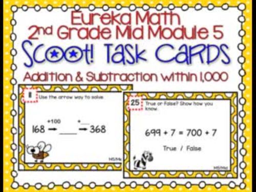 2nd Grade Math Mid-Module 5 Review Task Cards | Engage NY by Monkey Bars
