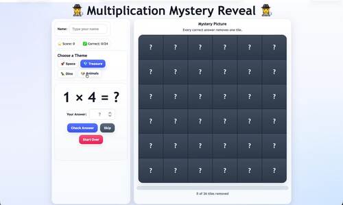 Multiplication Mystery Reveal Game | Digital Math Facts Practice | No Prep
