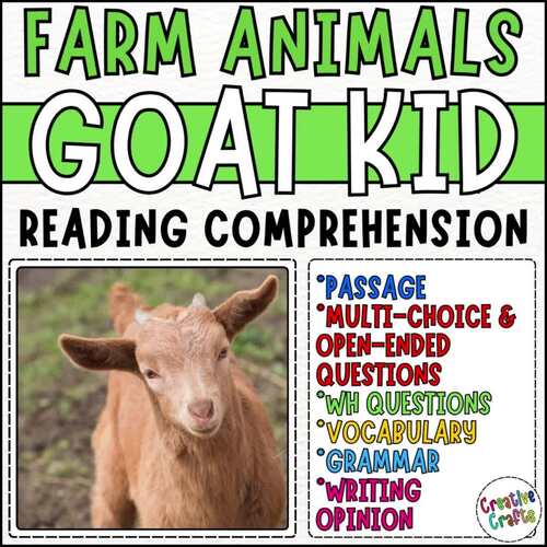 Farm Animals Goat Kid Reading Comprehension Passage and Questions 3rd Grade