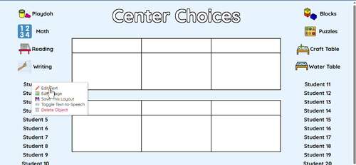 Interactive Center Choice Board by Granehampton Lane | TPT