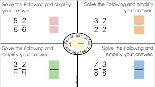DIGITAL Fraction Operations Placemats Activity by 2ndary Math | TPT