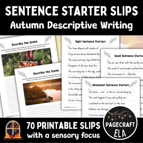 Autumn Sentence Starter Slips & Picture Prompts | Fall Descriptive Writing