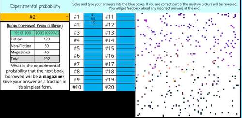 Experimental Probability 7th Grade Math Digital Pixel Art Activity