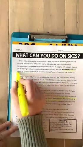 Winter Sports Reading Comprehension Passages January Activity Close Read