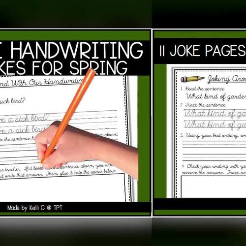 Just a Joke Cursive Handwriting Practice Improve Penmanship Spring Jokes