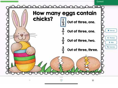 2D Shapes Boom Cards Fractions Spring Easter Geometry 3.6B 4.6A 4.6C 5.5A