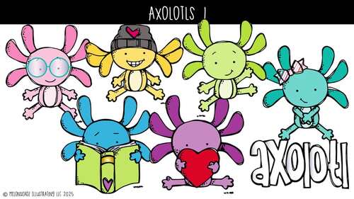 Axolotl clip art 1, Amphibian MINI by Melonheadz Clipart | TPT