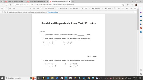 Parallel and Perpendicular Lines Practise Test (with video solutions)