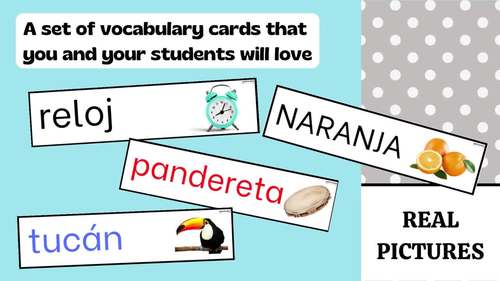 Spanish Vocabulary. Vocabulario en Español. Red Font by MONTEVIDEO ...