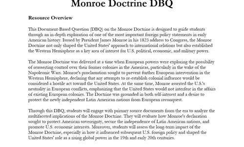 No Prep Monroe Doctrine DBQ by PBL History & Civics | TPT