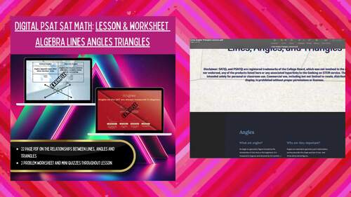 Digital SAT MATH (DSAT) Lesson Worksheet Geometry Lines Angles & Triangles