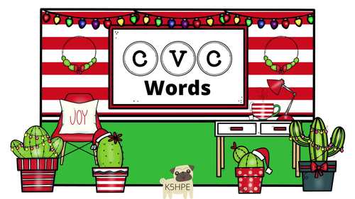 CVC Words, A E I O U, Christmas Classroom, Video, SLIDES, Phonics, Reading