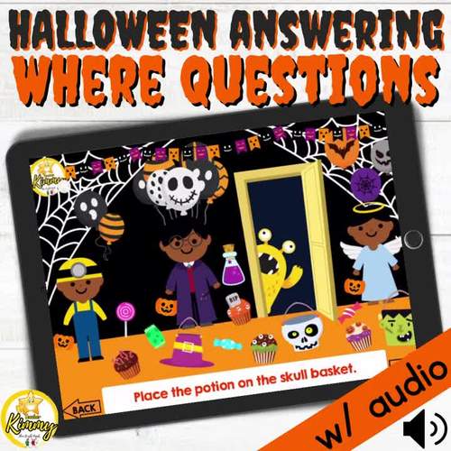 Halloween Answering Where Questions Spatial Prepositions Boom Cards