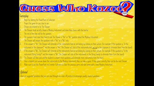Music Game: Guess Who Kazoo? 3 Versions (Instruments, Composers, Symbols)