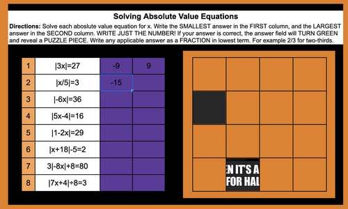 HALLOWEEN - Solving Absolute Value Equations - Digital MEME Reveal