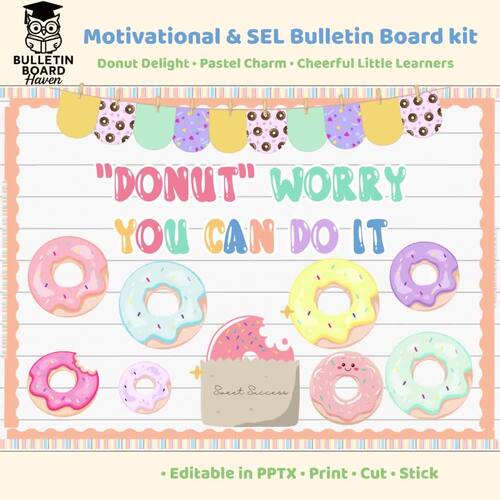 Donut Test Prep Bulletin Board Kit | Pastel Motivational SEL Decor