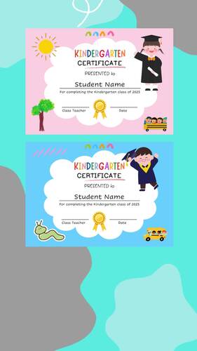 Kindergarten End of the Year Graduation Certificates *EDITABLE by mzat