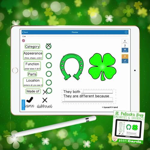 St. Patrick's Day Similarities & Differences Boom Cards by Speech Friend