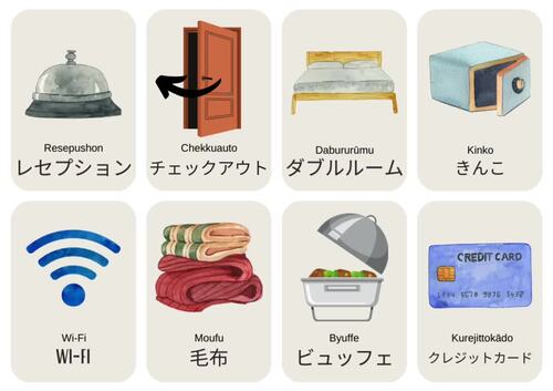 32 English-Japanese Flashcards with Romaji | At the hotel by The Digivita