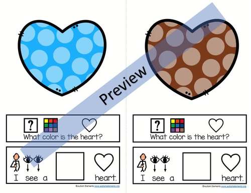 Color Hearts Adapted Book 2 Levels- Valentine's Day- February- SPED ...