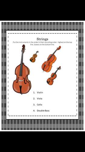 String Family Worksheets - Print Ready! by Faithfully Musical | TPT
