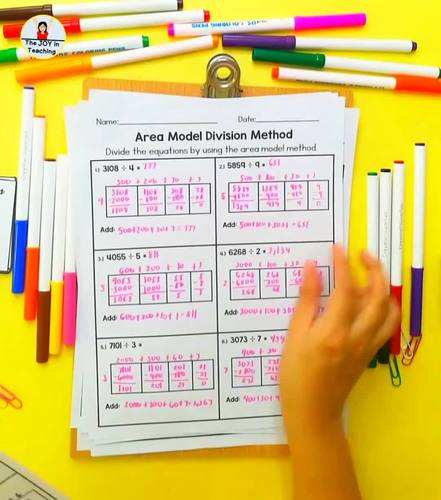 Division Area Model Worksheet by The Joy in Teaching | TPT
