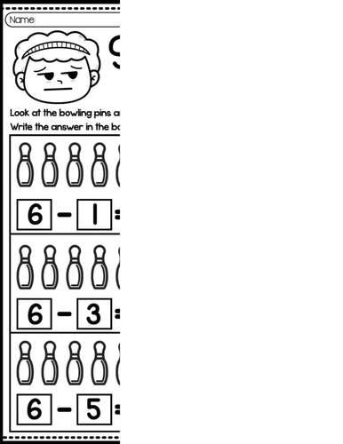 Subtraction Bowling Worksheet | Subtraction With Picture up to 20 by ...
