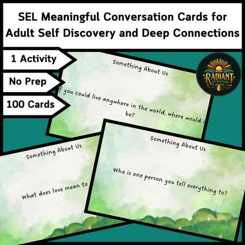SEL Meaningful Conversation Cards for Adult Self Discovery and Deep ...