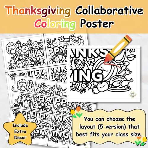 Thanksgiving Collaborative Coloring Poster | Team Building Classroom ...