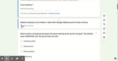 3rd Grade MyView Literacy Unit 3 Week 4 Google Form Quiz Assessment ...