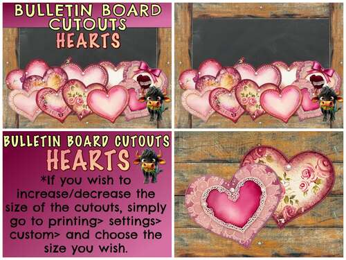Heart Bulletin Board Cutouts Valentine Theme February Activity | TPT