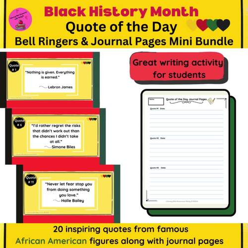 Black History Month Quote of the Day & Journal Pages Mini Bundle Middle ...