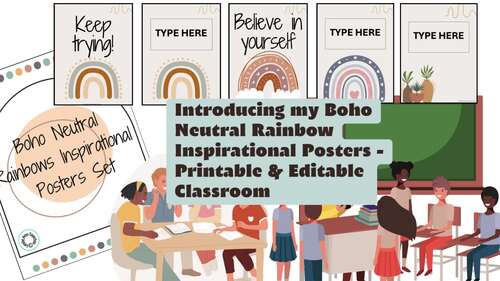 BOHO POSTERS Inspirational MODERN BOHO Printable & EDITABLE Classroom Decor