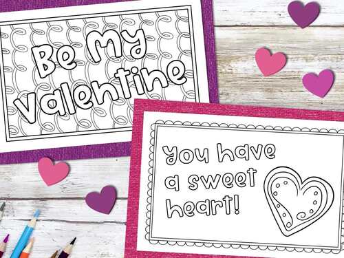 Valentines Day Card Craft Template - Printable Greeting Cards to Color