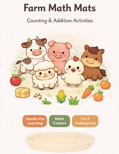 Farm Math Mats | Hands-On Counting & Addition Activities for Preschool ...