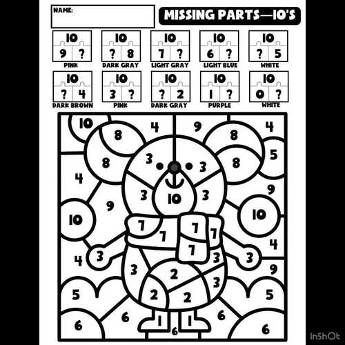 1st Grade Missing Parts of 10 | Math Worksheets | Winter by The ...