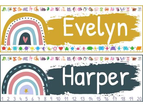 Student Desk Name Plates, 30 Printable/Editable Rainbow Classroom Name Tags