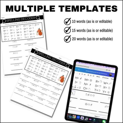 Editable Spelling Practice Fall Decoder, Spelling List Template Editable