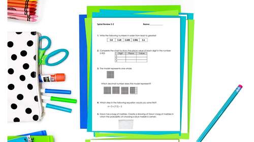5th Grade Math Weekly Spiral-Set 2- Review VA Aligned by Captivate and ...