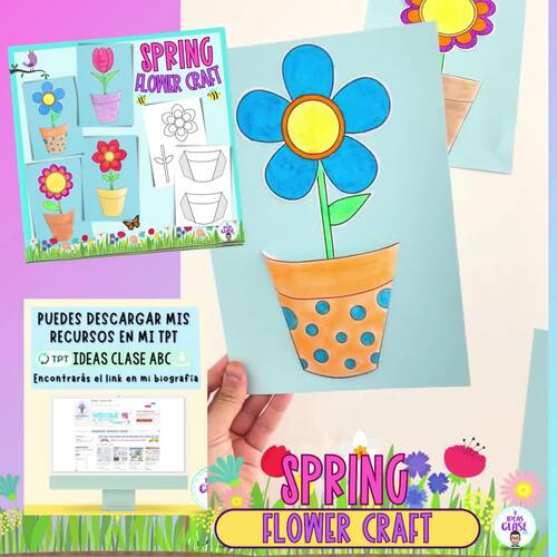 Spring flowers craft- Mother's Day craft card Spanish and English