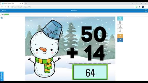 Snowman Addition within 100 Boom Cards by Little Hands on Learning