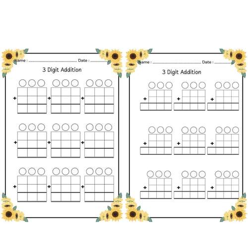 Regrouping Template for 2 and 3 digit Addition or Subtraction Theme ...