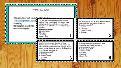 INFORMATIONAL Text Structures Digital Task Cards - Text Structure ...