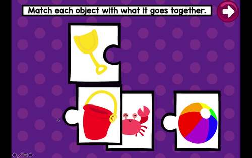 Things that go together Puzzle Interactive Game for Distance Learning