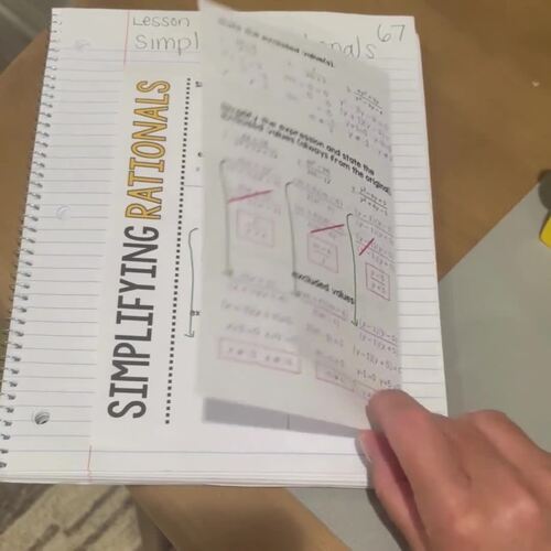 Algebra 1 - Simplifying Rationals & Excluded Values Interactive Foldable