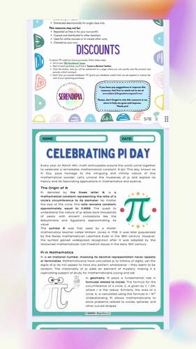 History of Pi Day Reading Comprehension Passage Activities for Middle ...