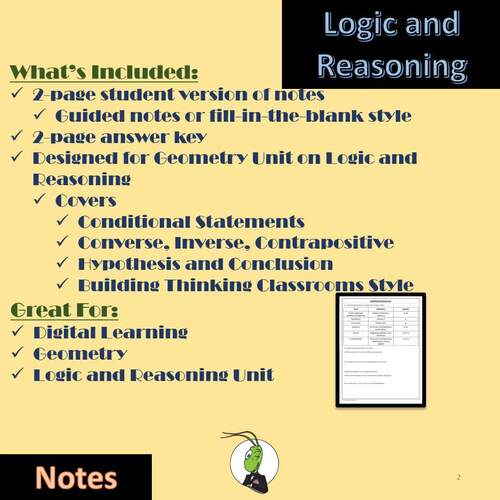 Conditional Statements Geometry Guided Notes for Logic and Reasoning Unit