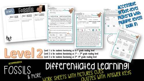 Fossils Special Education Science adapted differentiated accommodated Lvl 2